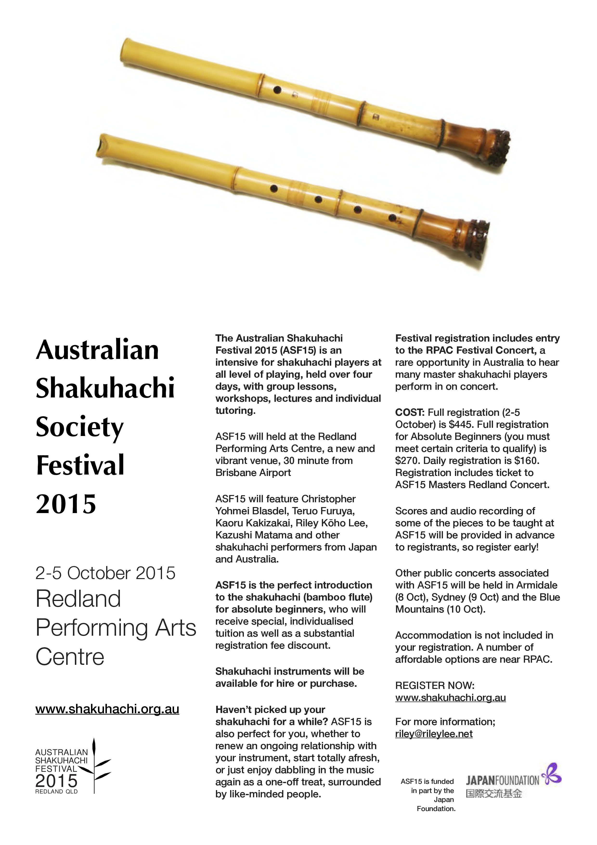 Upcoming events – Carl Rathus Shakuhachi